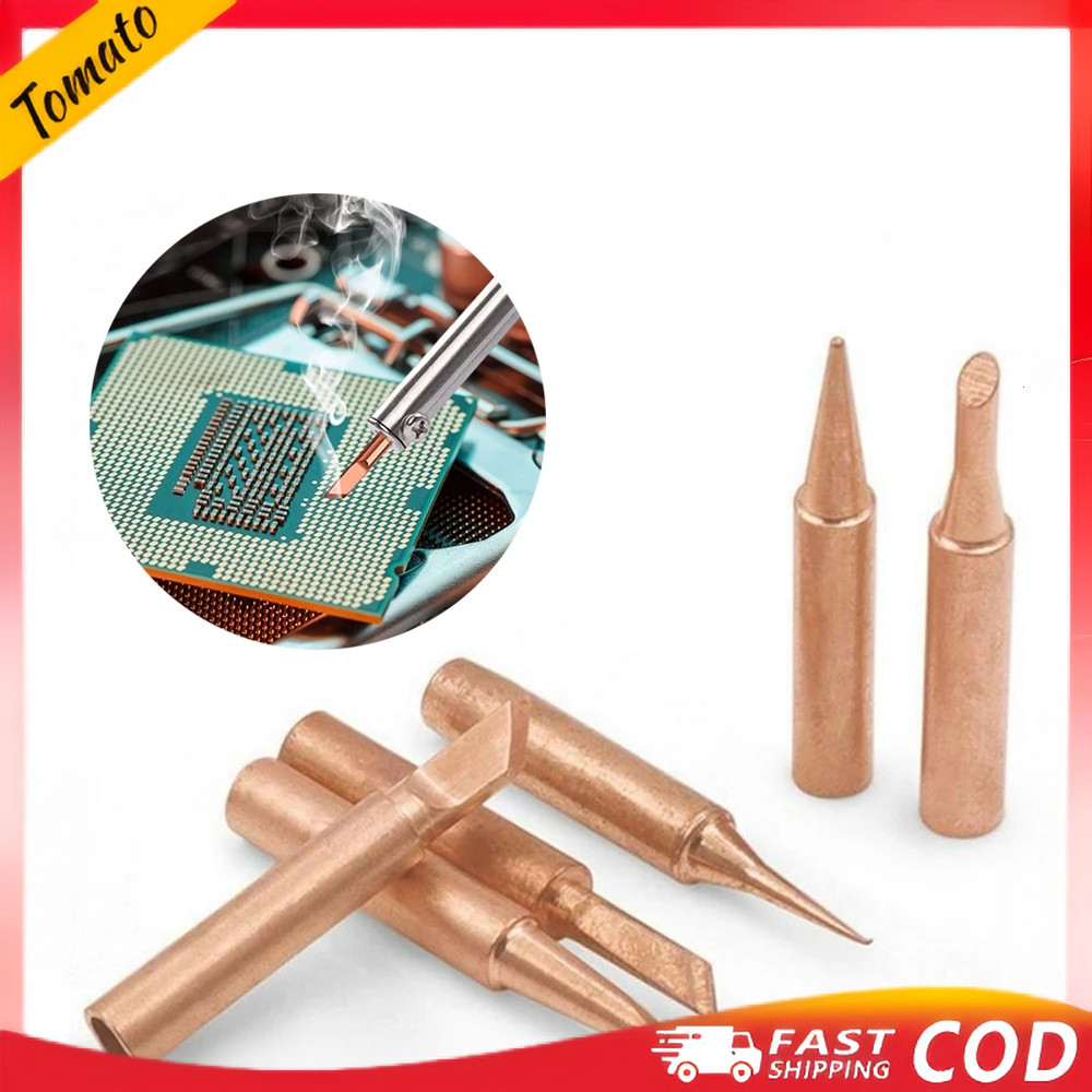 5Pcs/set copper Soldering Iron Tip lead free solder endothermic Bare ...