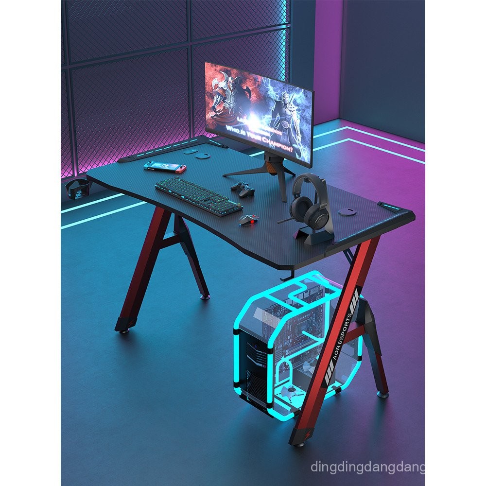 AOR Aolong Gaming Desk Desktop Computer Table Home Bedroom Study Desk Gaming RGB Carbon Fiber ...