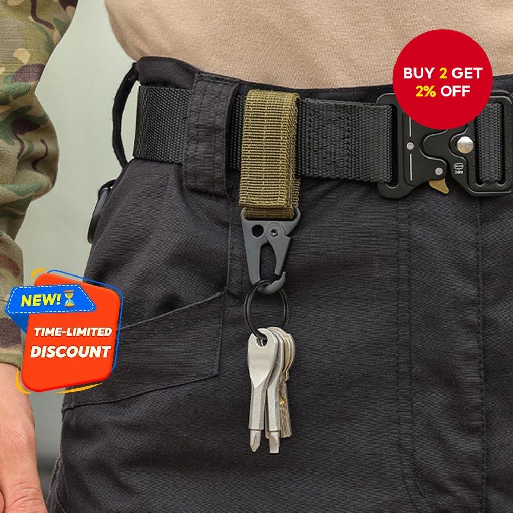 Nylon Key Ring Belt Holder with Clips & Hooks, Carabiner Buckle for ...