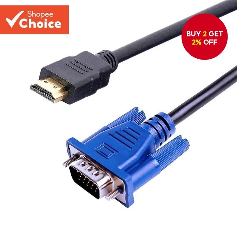 [Shopee Choice] HDMI to VGA Converter Cable 1080P Audio Male to Male ...