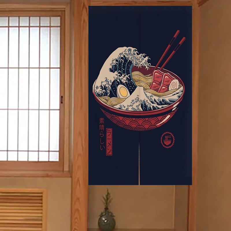 Japanese Ukiyo-E Short Kitchen Fabric For Sushi Shop Izakaya Restaurant ...