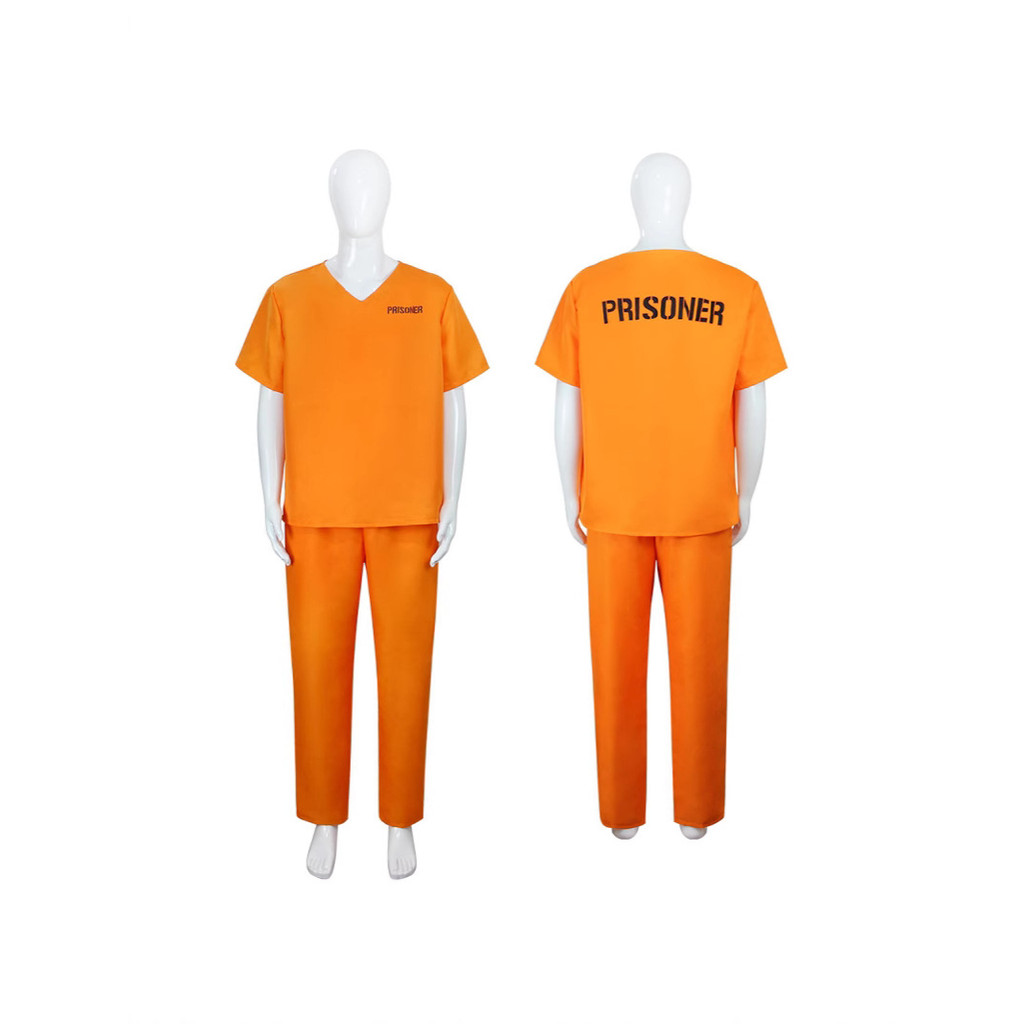 Halloween Costume Prisoner Cosplay Costume Orange Prison Uniform Suit ...