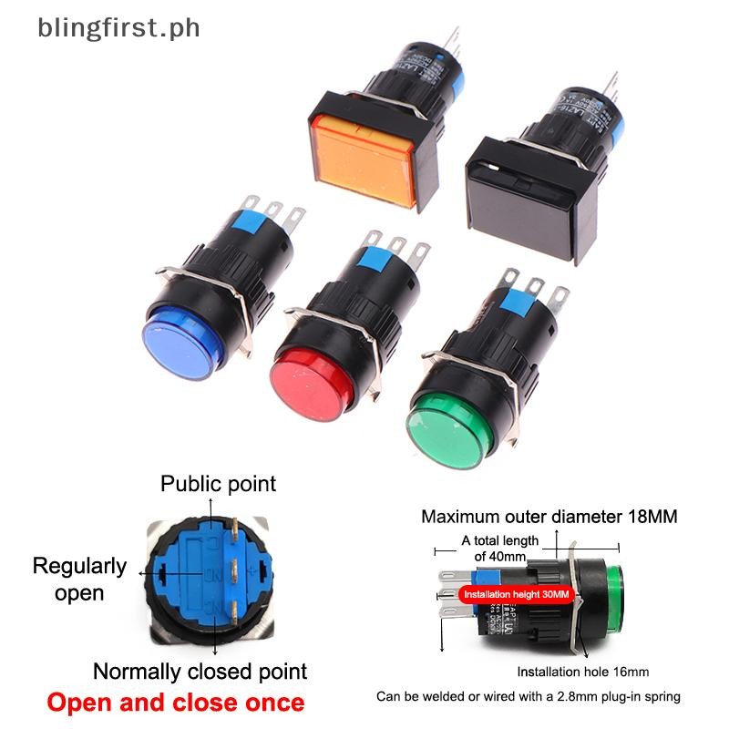 [BFI] 16MM LA16Y/J/F-11 AB6-MR Round Rectangle Self-Reset Push Button ...