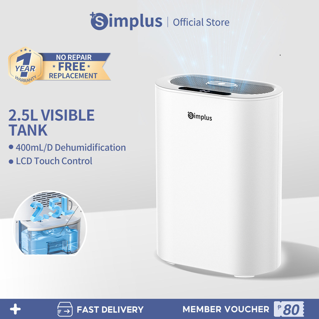 Simplus Electric Dehumidifier 2.5L Water Tank Auto Shut-Off Intelligent Monitoring Energy Saving ...