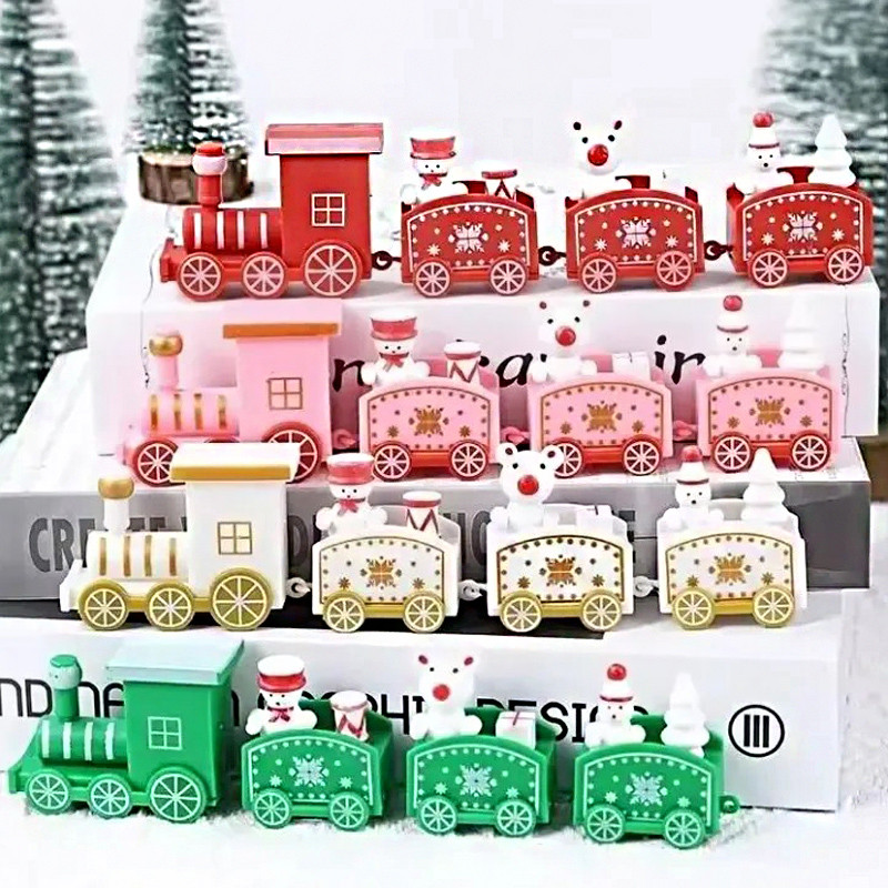 4Colors Christmas Plastic Train Ornament / Christmas Train Rail Toy Set ...
