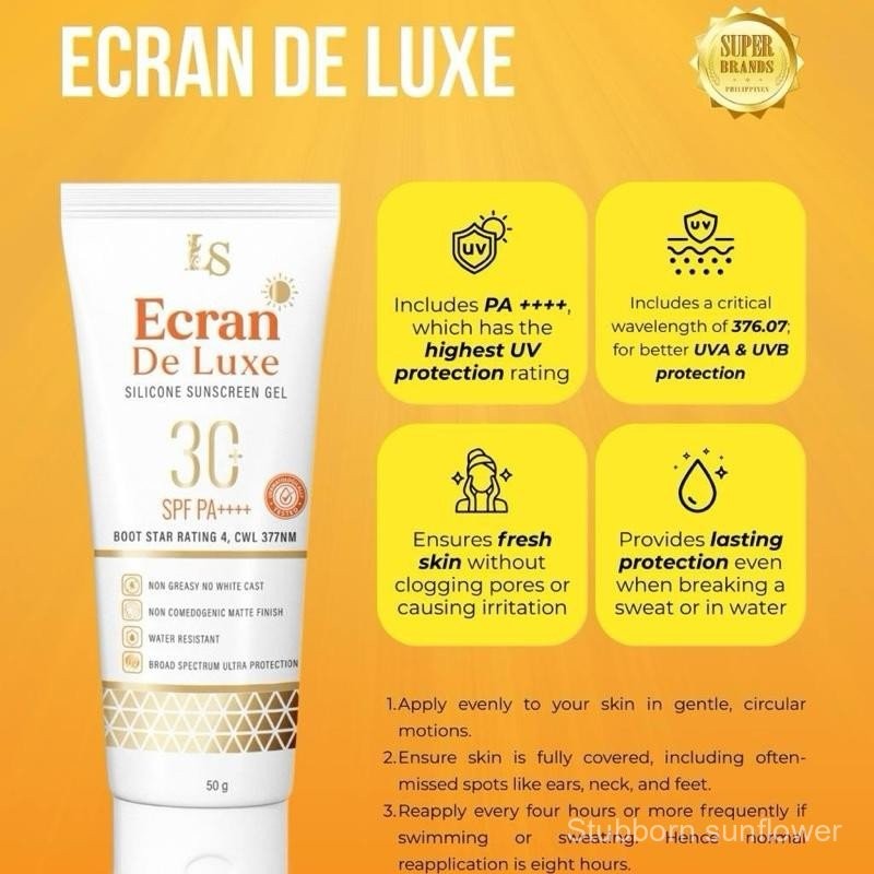 Luxe Skin Ecran de Luxe Sunscreen Gel SPF 30 PA++++ Broad Spectrum ...