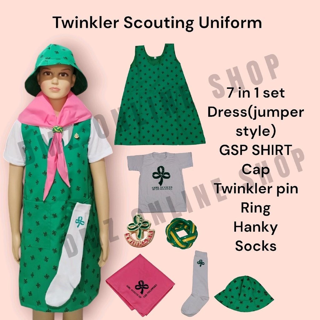 TWINKLER SCOUT 6 IN 1 WITH JUMPER DRESS GSP UNIFORM SET | Shopee ...