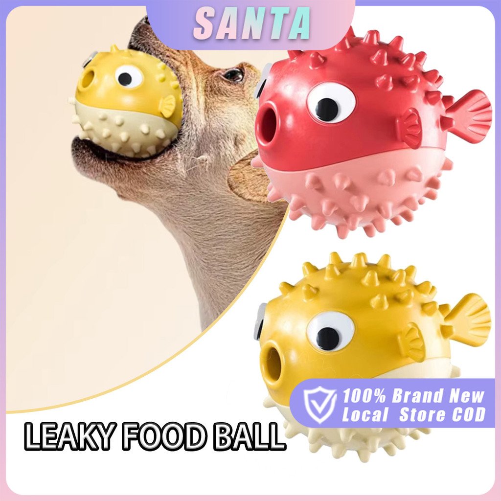 Puffer Fish Shaped Dog Chew Toy with Treat Dispenser Interactive Toys ...