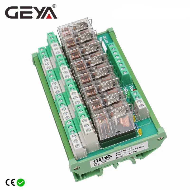 GEYA 2NG2R 8 Channel Relay Module 2NO 2NC 12V 24V AC & DC DPDT Relay ...