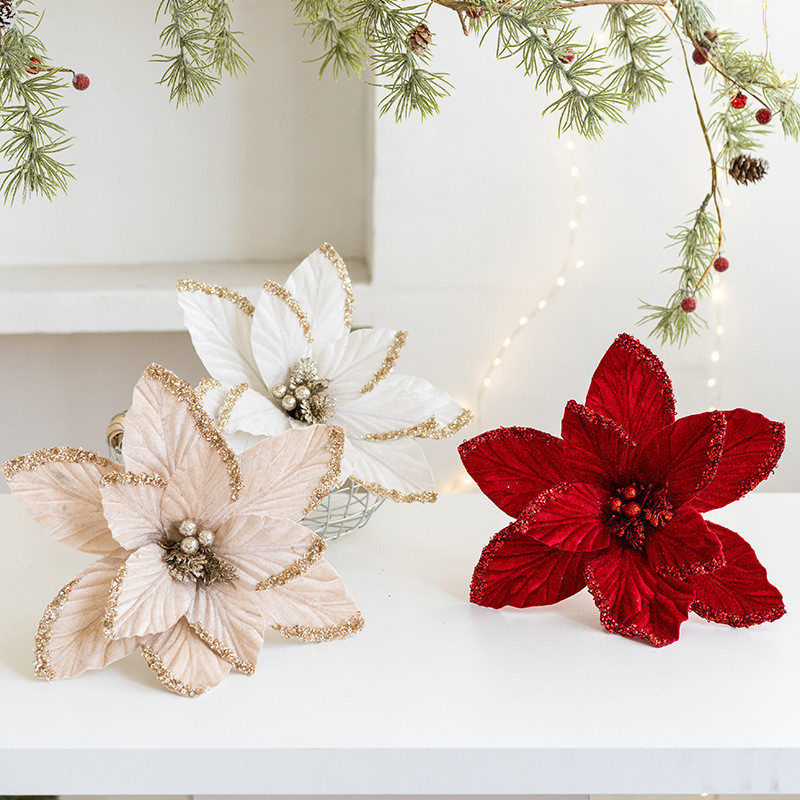 2024 New Product Christmas Flower 30cm Large Flannel Christmas Flower ...