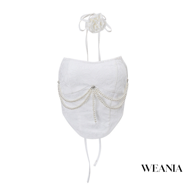 WEANIA Pearl Chain Corset Tube Top with Choker | Shopee Philippines