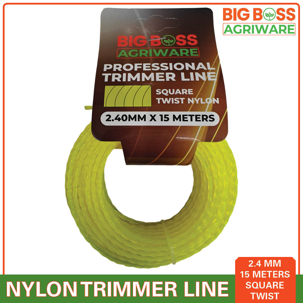 BBA Twisted Square Trimmer Line 2.0mm / 2.4mm x 15m (Tansi) Grasscutter String Trimmer Cutting ...