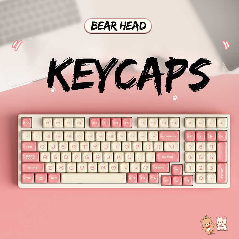 Cute Bear Keycaps 122 Keys OEM Profile Double Shot PBT Key Cap for MX ...