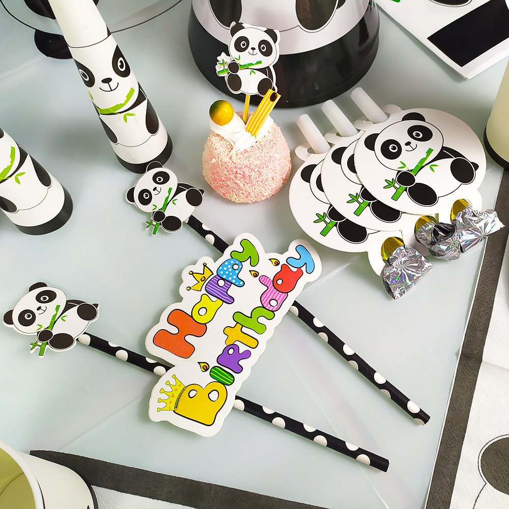 Panda Theme Birthday Party Disposable Tablecloth Panda Photo Clips ...