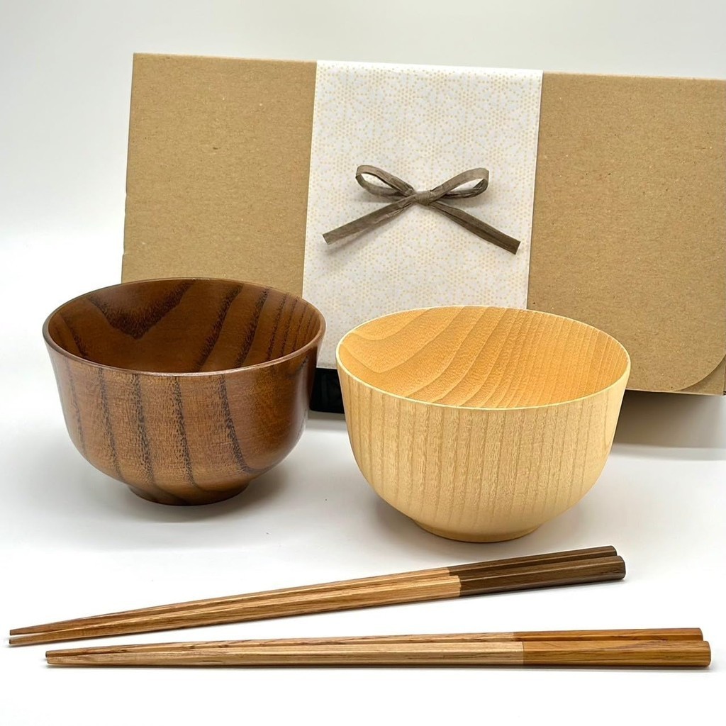 Yamaga Shikki Shop Gift Box Included Wooden Bowls Brown Set of 2 ...