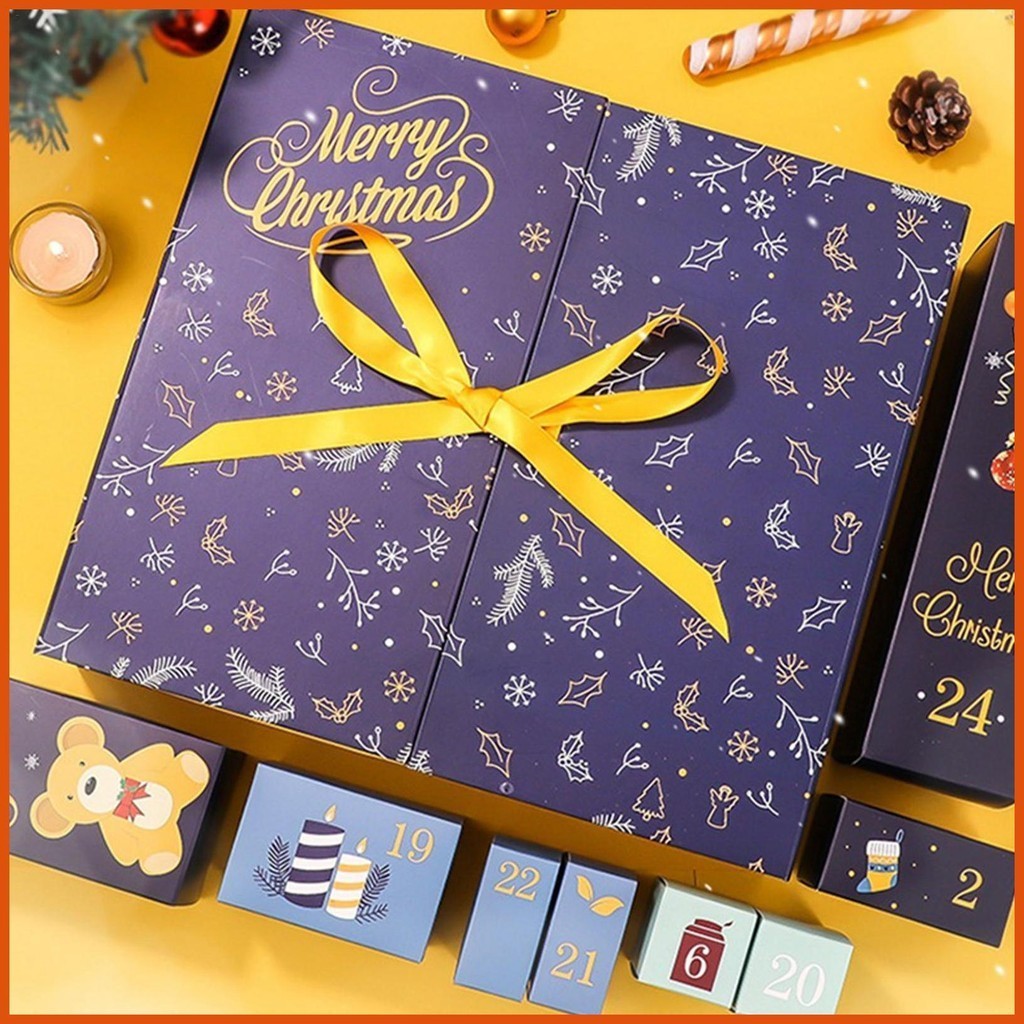 Christmas Countdown Box 24 Days Countdown Calendar Package Wrap ...