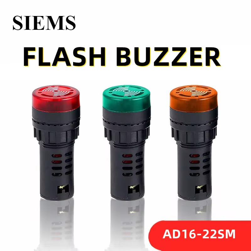 1 Piece AD16-22SM LED Active Buzzer Beep Alarm Indicator AD16-22SM 12V 24V 110V 220V 380V Red ...