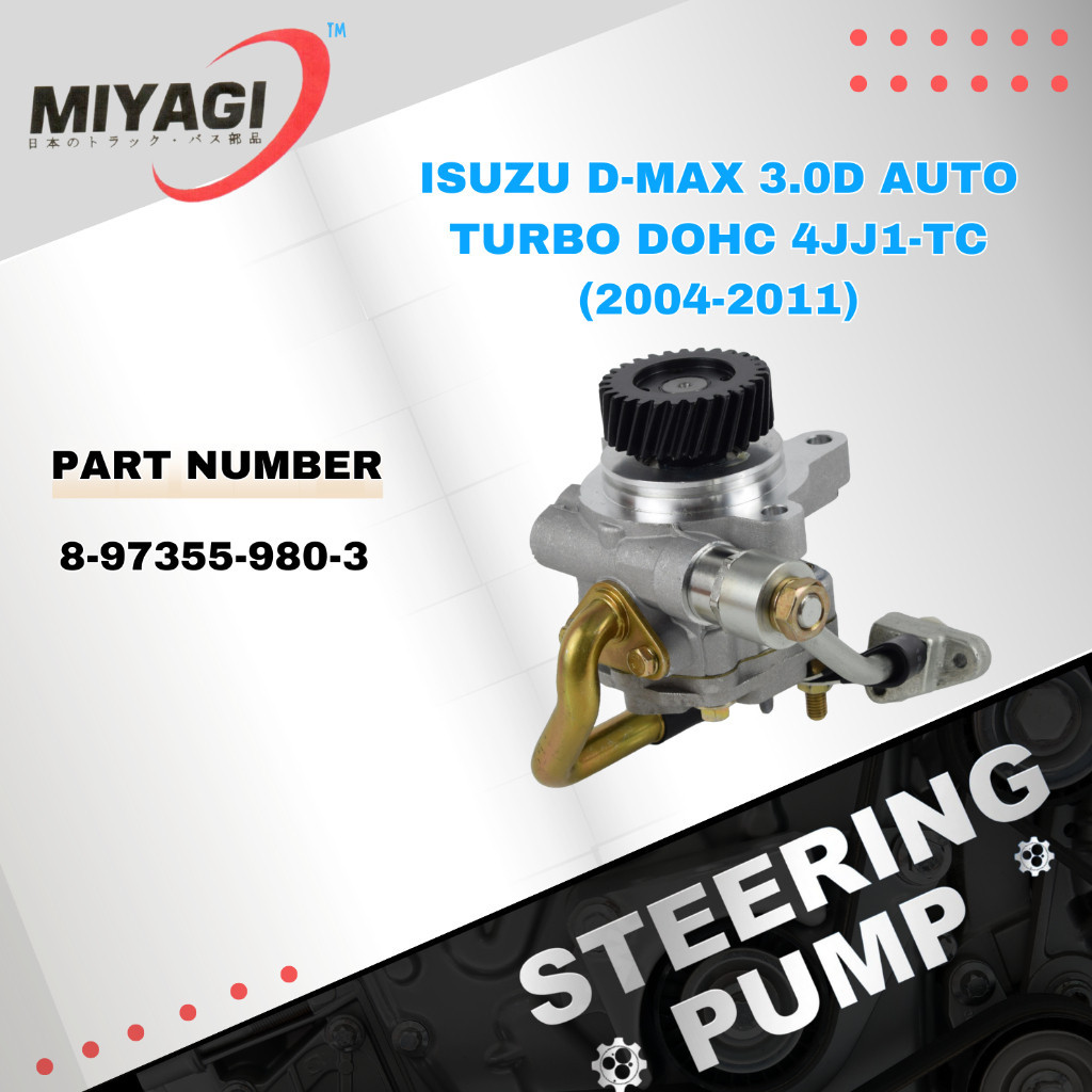 MIYAGI POWER STEERING PUMP ISUZU D-MAX 3.0D AUTO TURBO DOHC 4JJ1-TC ...