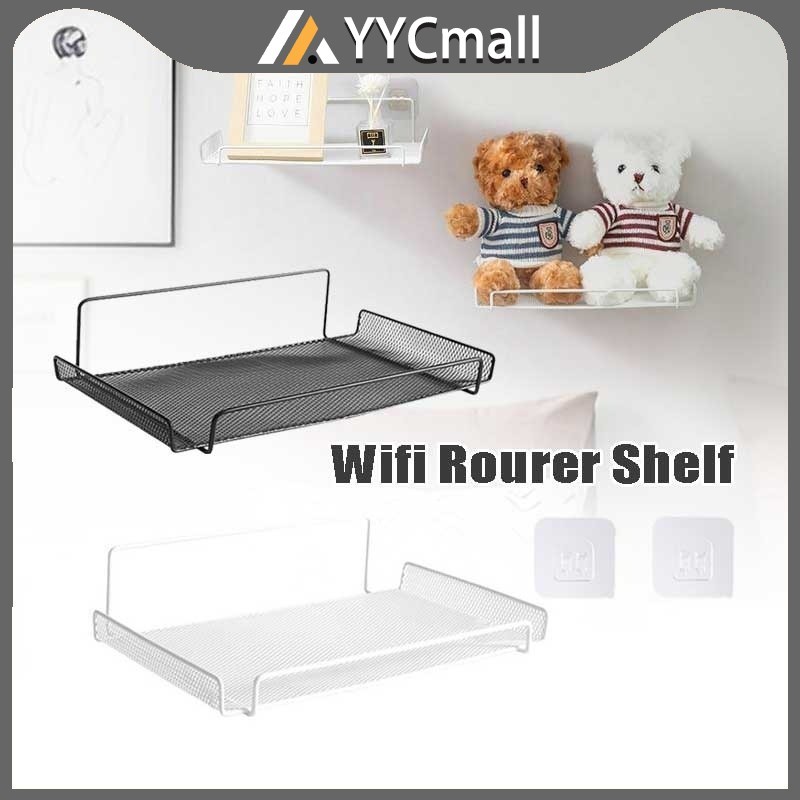 Punching Free Wall Mounted Wifi Router Shelf TV Set-Top Storage Rack ...