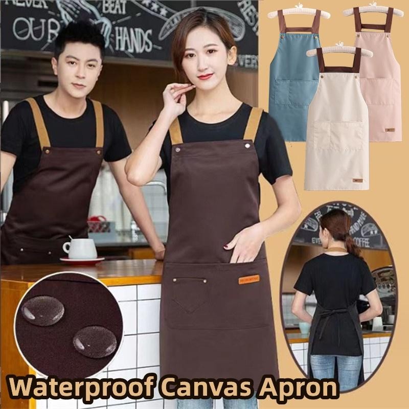 Fashion Canvas Waterproof Apron Coffee Shop Barber Working Bib Kitchen ...