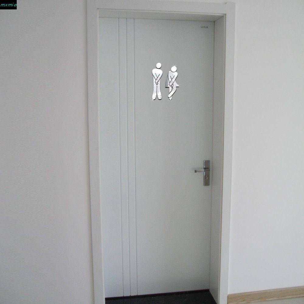 MXMIO Toilet Entrance Sign Silver Gold Black Red Funny 3D Mirror Modern ...