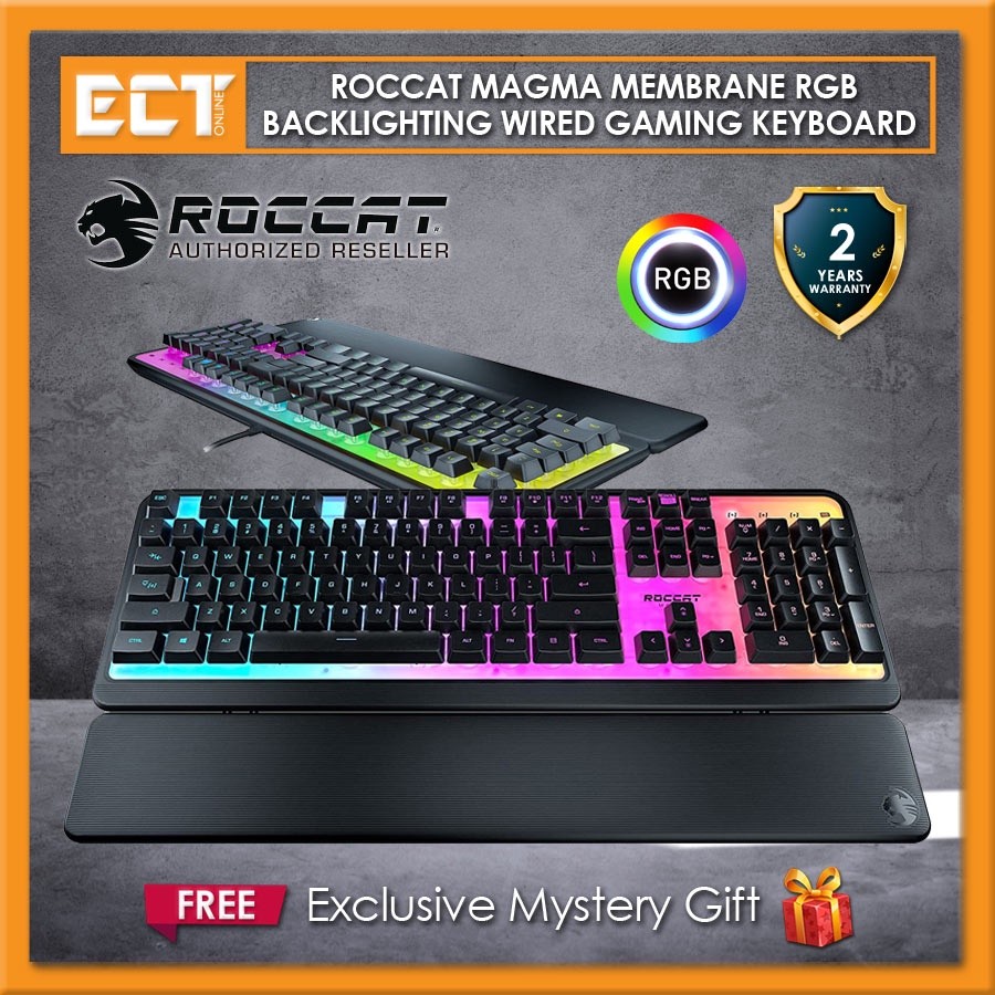 Roccat Magma Membrane RGB Backlight AIMO Lighting Wired Gaming Keyboard ...