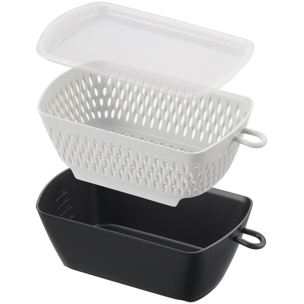 Akebono Industrial Zaru Bowl with Lid, Chiritori Zaru Bowl Kaku, Black ...