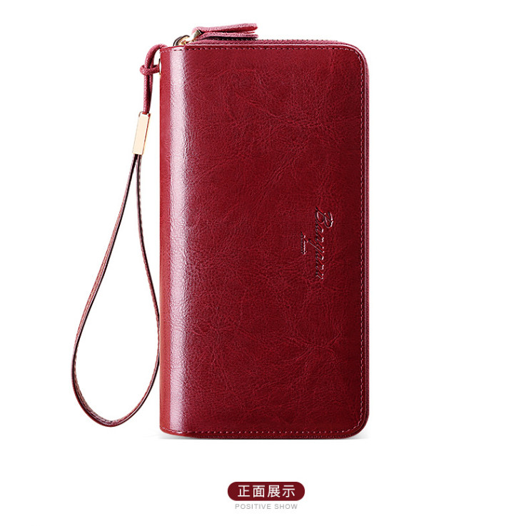 Genuine Genuine Leather Ladies Long Wallet Large Capacity Double Zipper ...