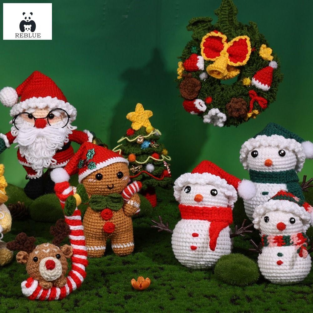 REBLUE Christmas Crochet Kits, Cartoon Easy Yarn Decorative Crochet ...