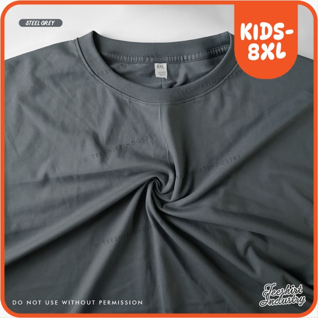 STEEL GREY (KIDS to 8XL) - Premium Unisex Adult Plain Tshirt (removable ...