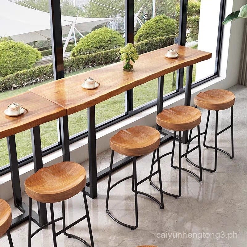 Modern Simple Chair Solid Wood Nordic Home Bar Stool Front Desk Coffee ...