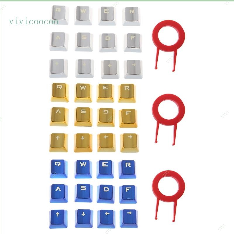 VIVI 12 Keycaps Metal Coating PBT DIY with Keycap Puller for Mechanical ...