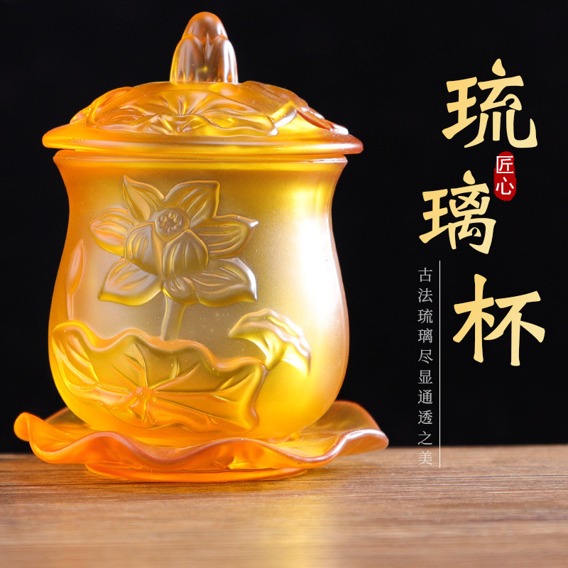 Embossed Glass Holy Water Cup Buddha Front Worship Tea Cup Buddha ...