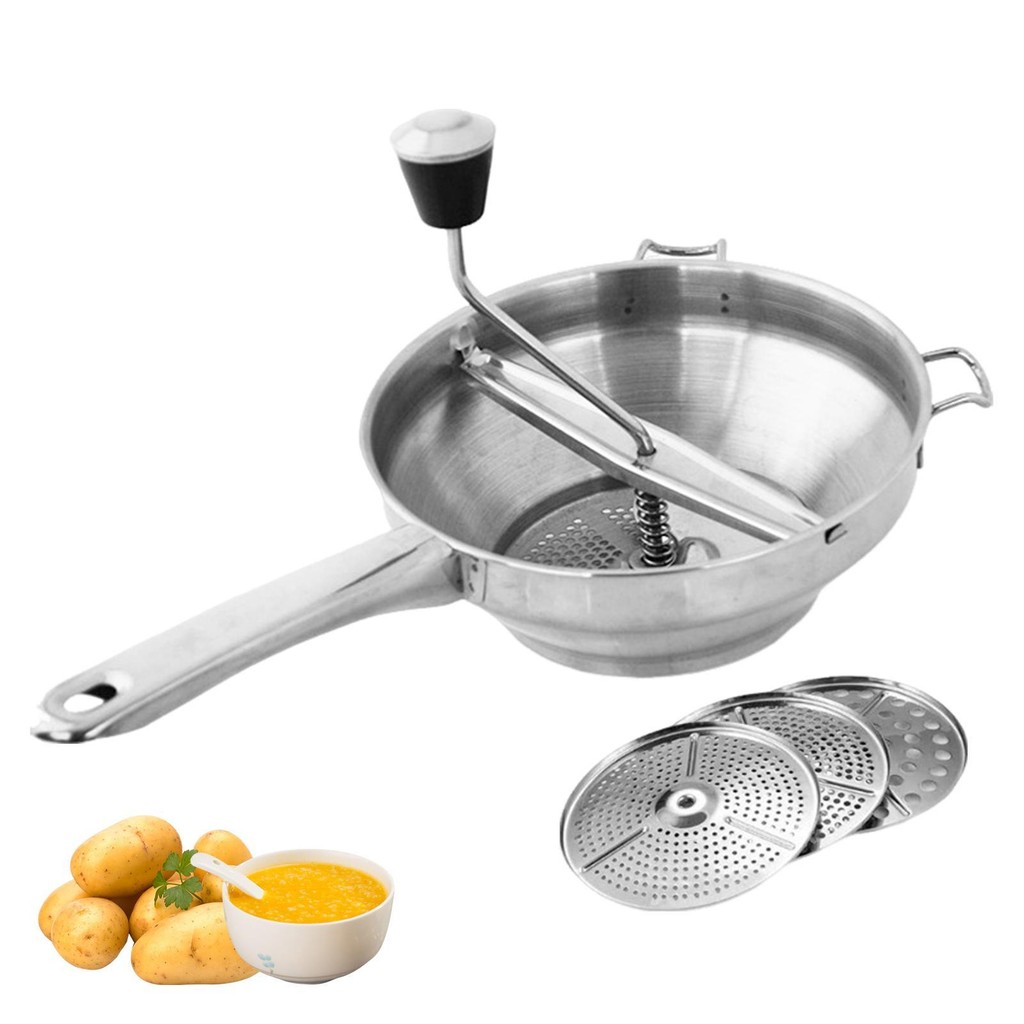 Stainless Steel Potato Ricer Fruit Masher Juicer Food Mill with Handle ...
