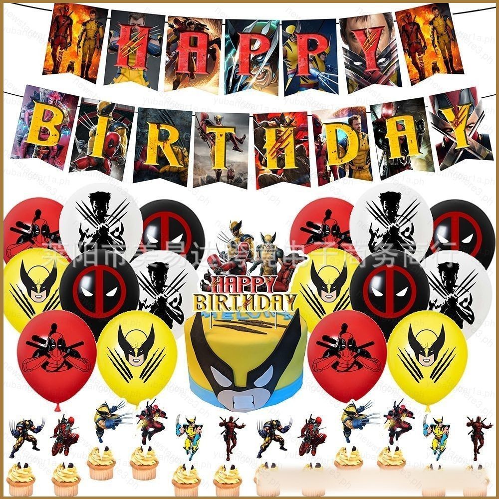 Deadpool Wolverine Themed Decoration Celebrate birthday Party Banner ...