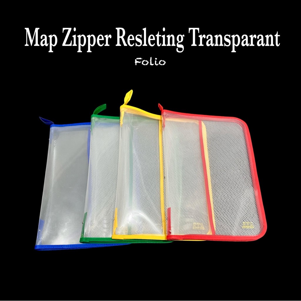 Transparent Mesh Zipper Zipper Map/F4 Folio Document Bag (Pcs) | Shopee ...