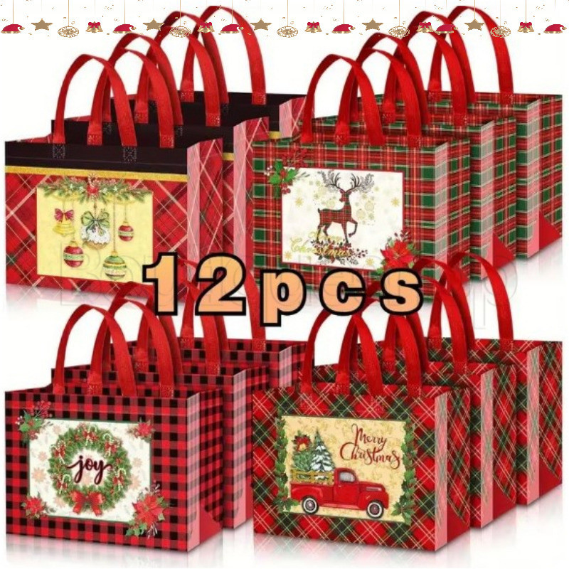 [ Featured ] 12pcs Christmas Theme Handbags - Large Capacity Storage ...