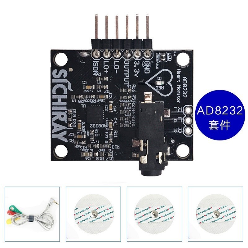 Codad8232 Ecg Sensor Module Pulse Heart Rate Acquisition Monitoring Analog Measurement