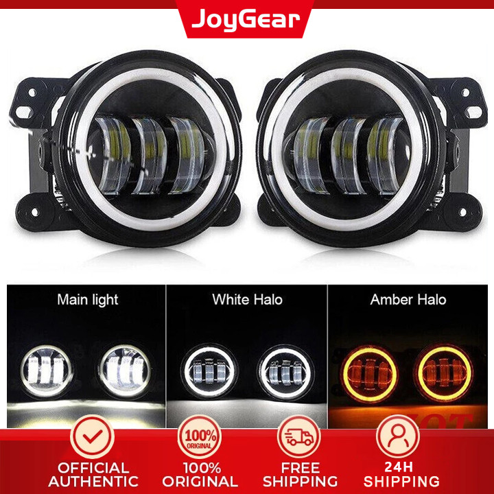 【2PCS】4 Inch LED Fog Lights Amber Yellow CREE Led Chips Offroad Driving ...