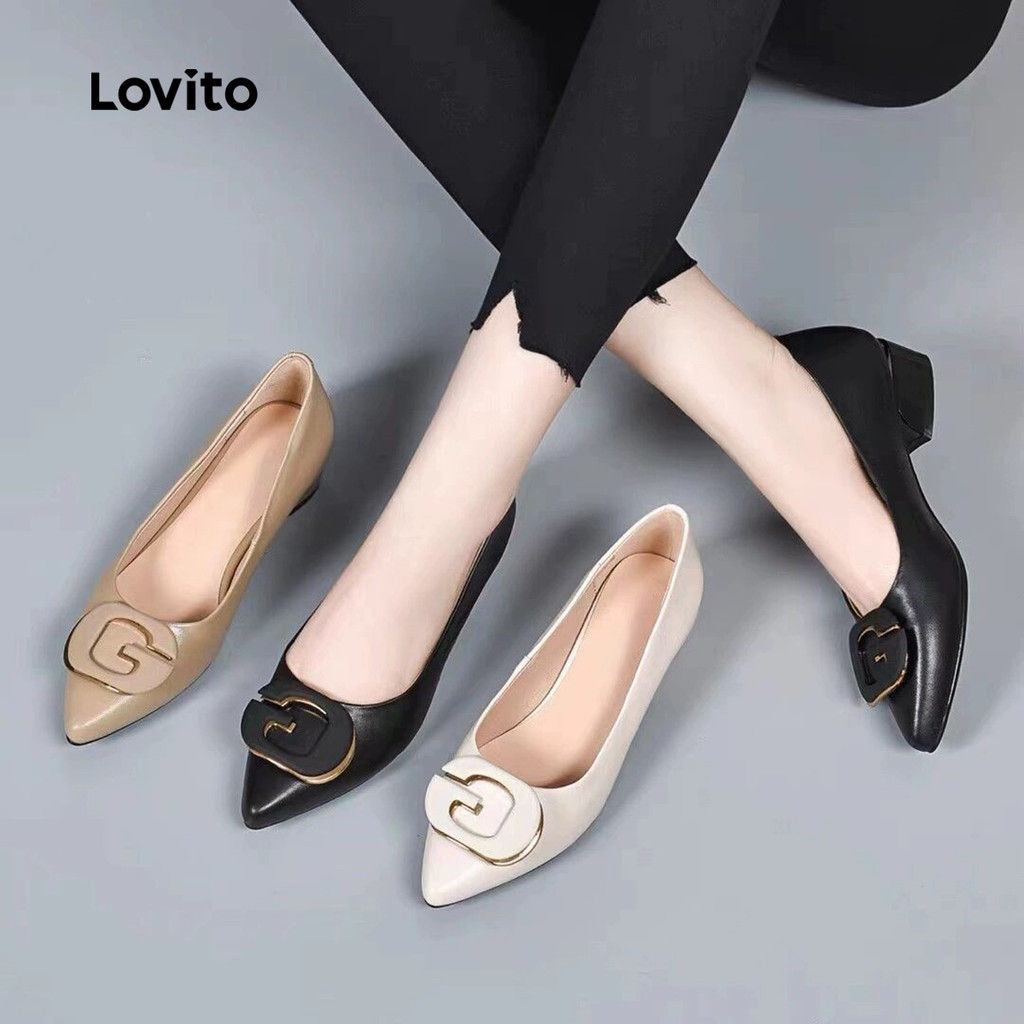 Lovito Women Elegant Heels dress Shoes comfy Commute soft Leather All ...