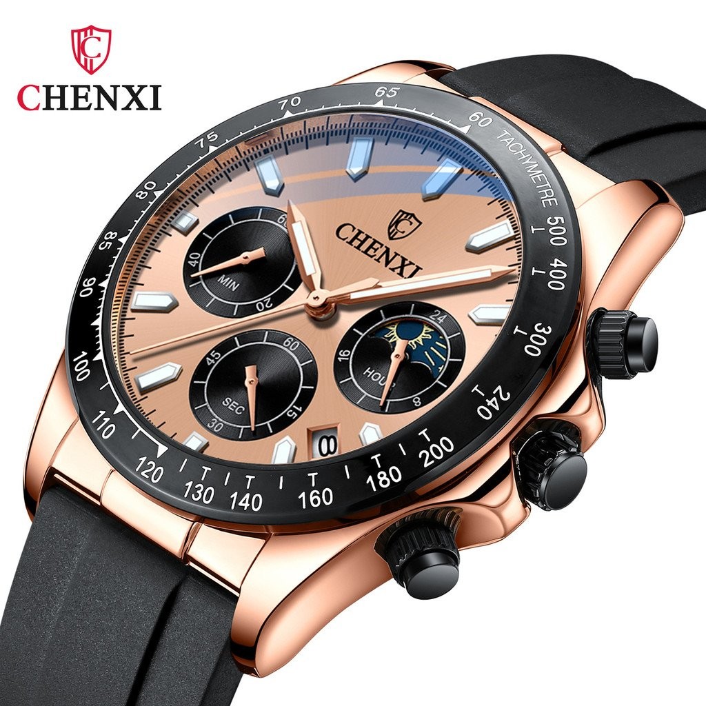 CHENXI/Morning Glory Men's Multifunctional Daytona Silicone Strap Watch ...