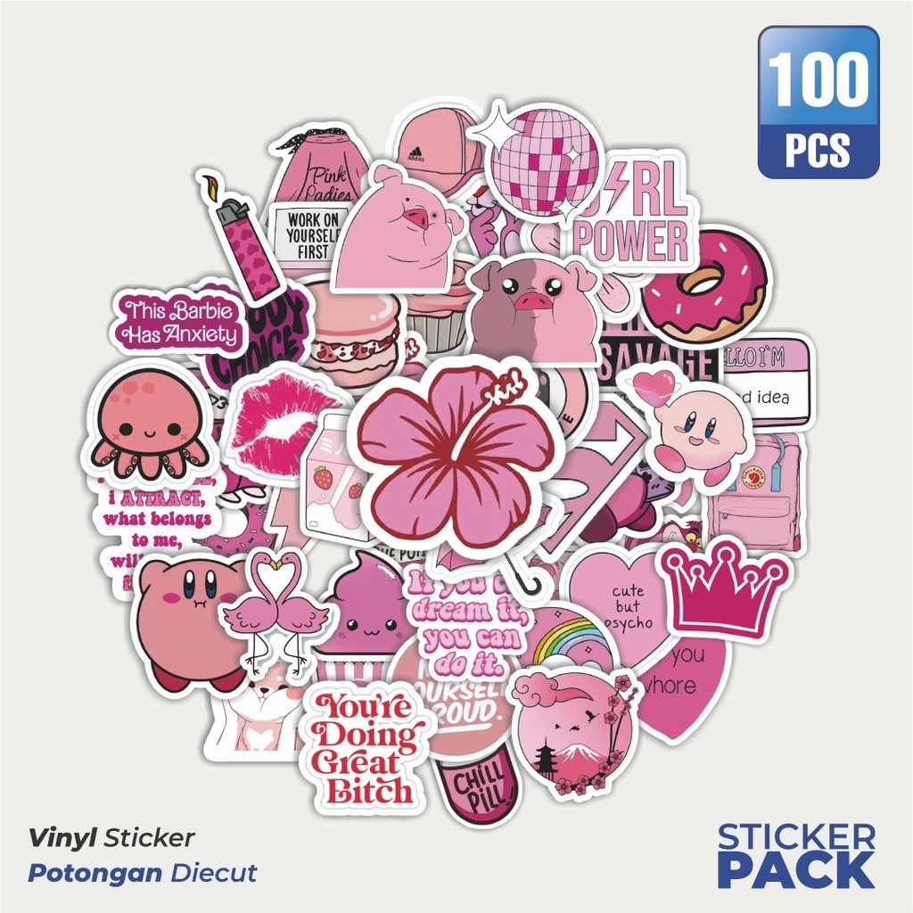 Vinyl Stickers Aesthetic Pinterest Pink v1 Waterproof Aesthetic ...