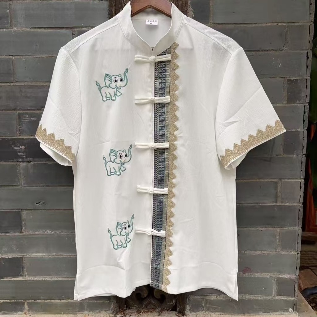 Barong Tagalog for Men Ethnic Style Phu Thai Traditional Shirt Short ...