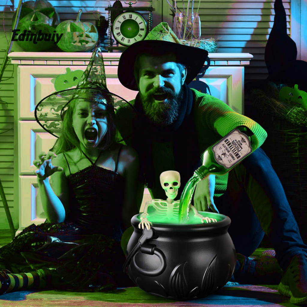 EDI Witches Cauldron Candy Serving Bowls Black Plastic Cauldron Spooky ...