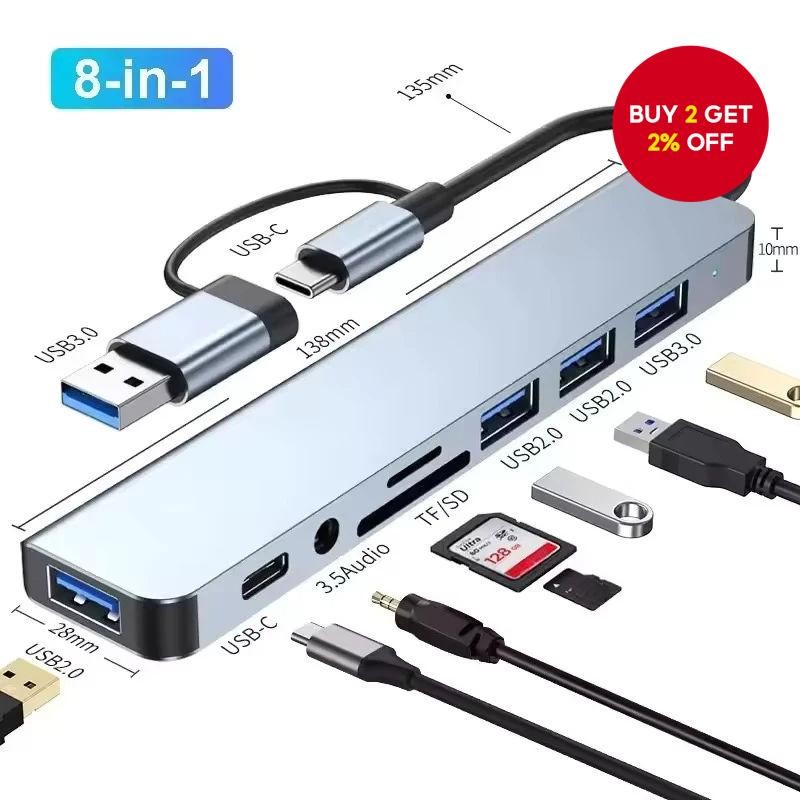 Multi-Port USB-C Hub with Memory Card Reader for Huawei Laptop | Shopee ...