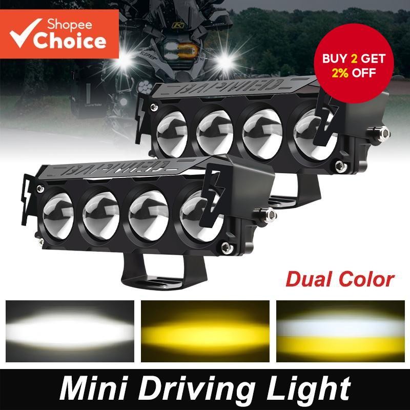 V4 Dual Color 4 Lens Lights Motorcycle Spotlights Led Headlights Four ...