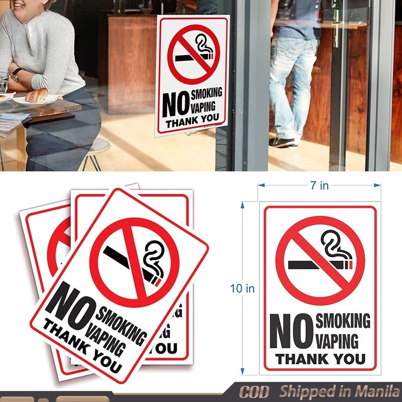 [Local Shipment]3Pcs No Smokin Sticker 10 x 7Inch No Smoking Signage ...