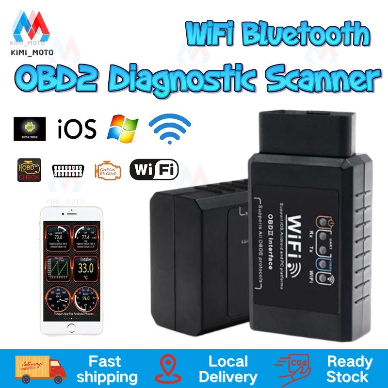 ELM327 OBDII Scanner WiFi Bluetooth-Compatible V2.1 Super Car Check ...