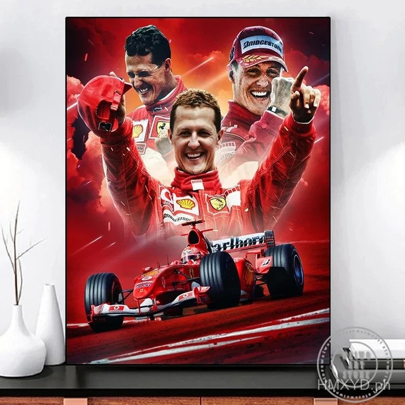 F1 World Champion Schumacher Poster Formula 1 Car Canvas Artwork Red ...