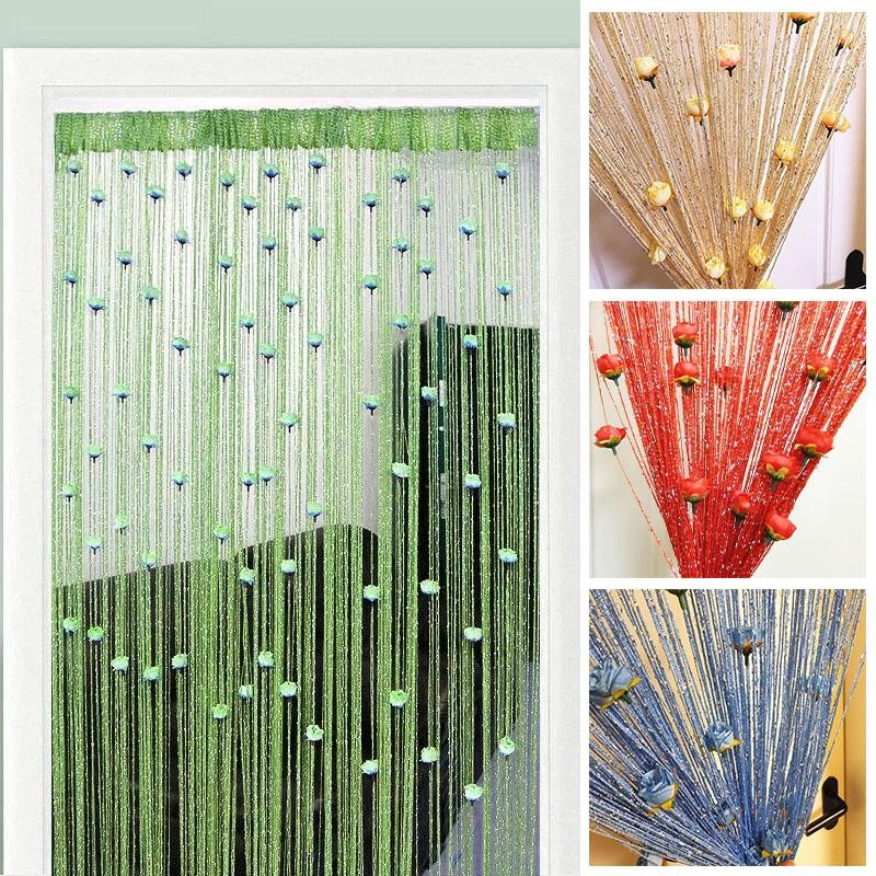 100cmx200cm Thread Curtains Screen Rose String Divider Blind For Living ...